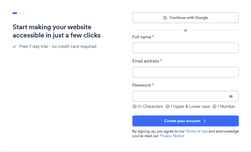How to set up an accessiBe account and start a project for accessServices – accessiBe Help Center