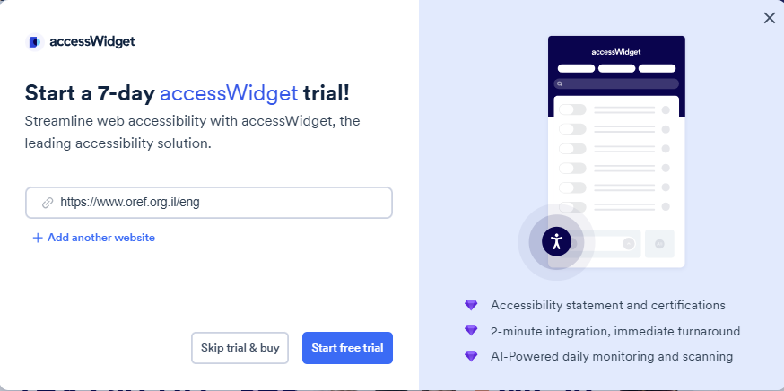 How to set up an accessiBe account and start a project for accessServices – accessiBe Help Center