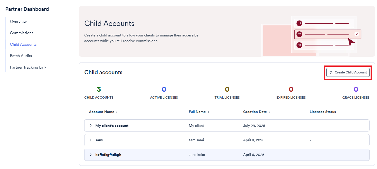 How can I create child accounts for accessWidget? – accessiBe Help Center