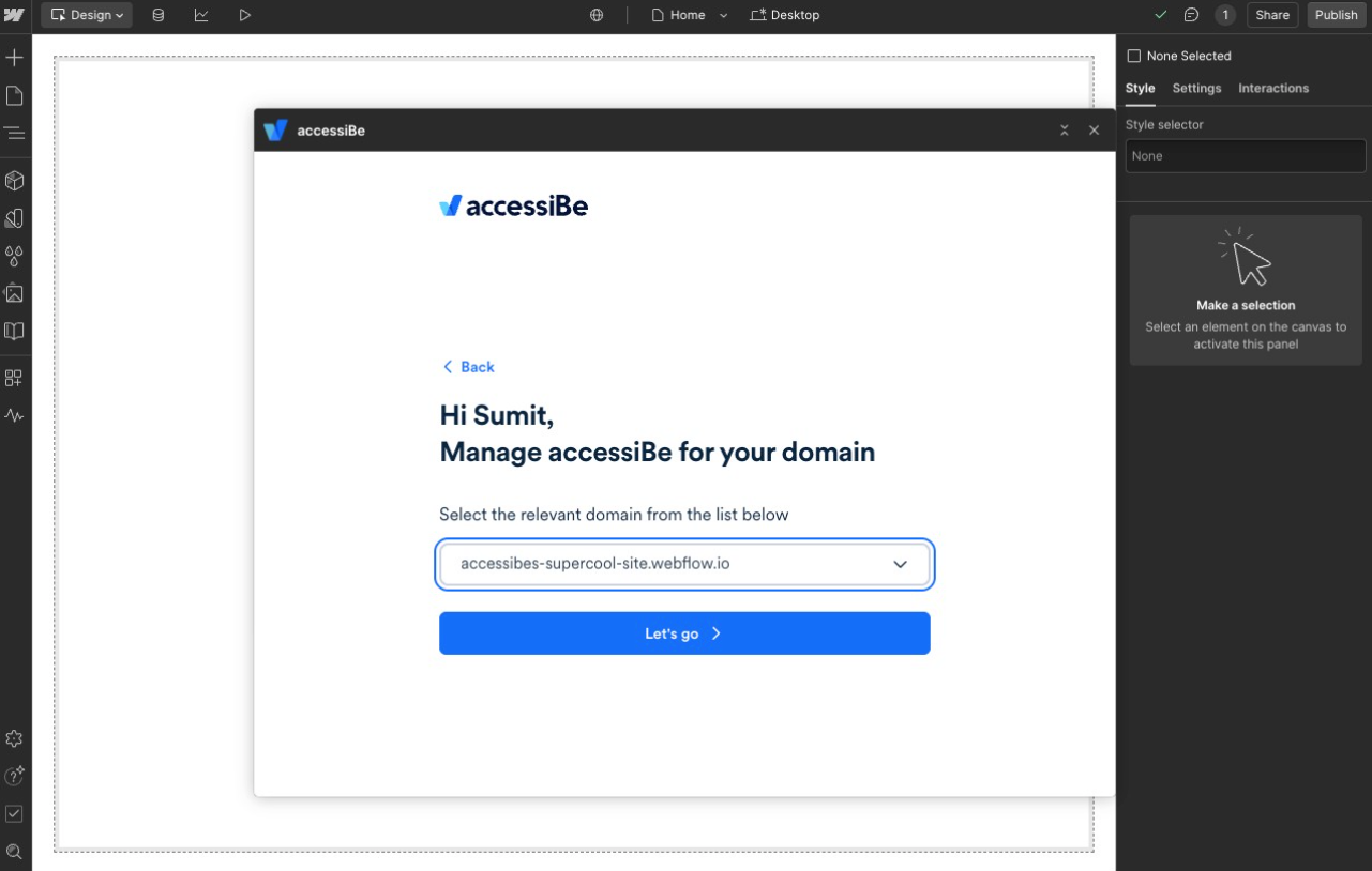 How to install accessWidget on a Webflow website – accessiBe Help Center